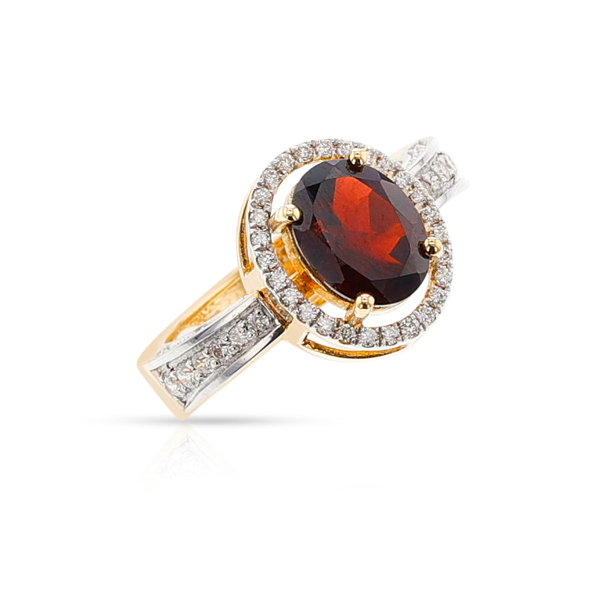 Large Oval Garnet and Diamond Convertible Ring/Pendant, 18K – DDeco Jewels