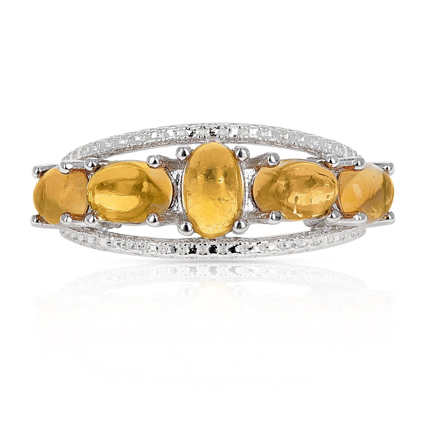 Genuine Citrine Cabochon Ring in Sterling Silver – DDeco Jewels