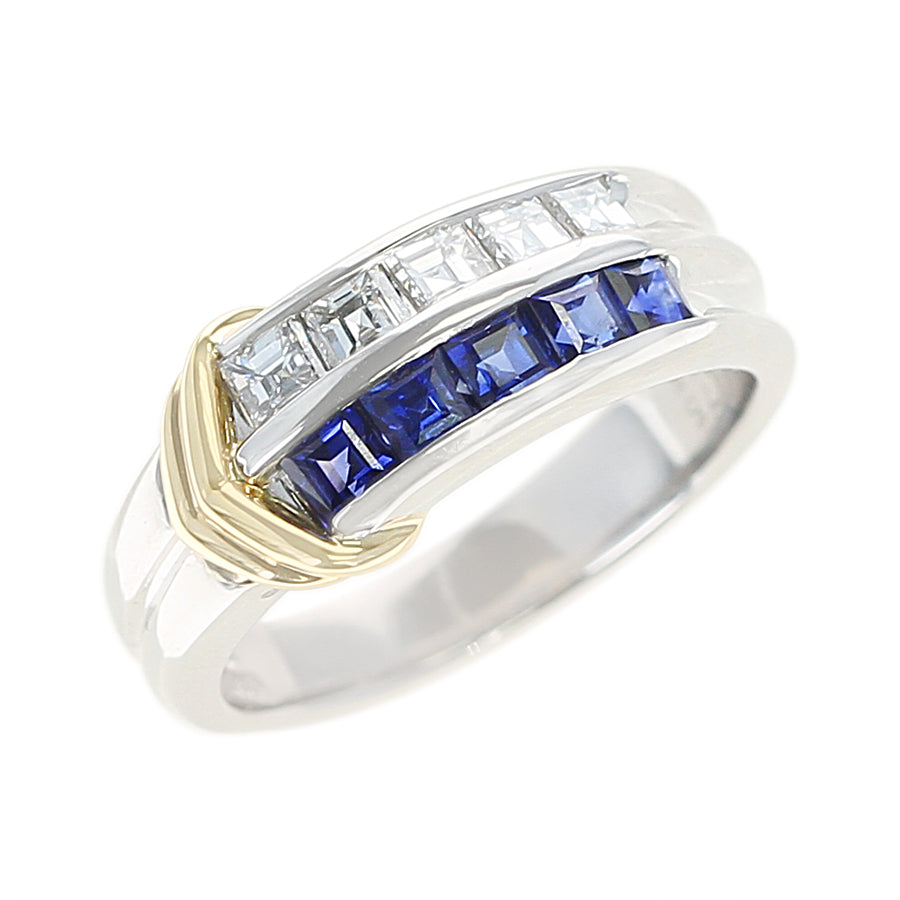 Sapphire and Diamond Channel Invisible Set Wedding Band with Two Yello ...